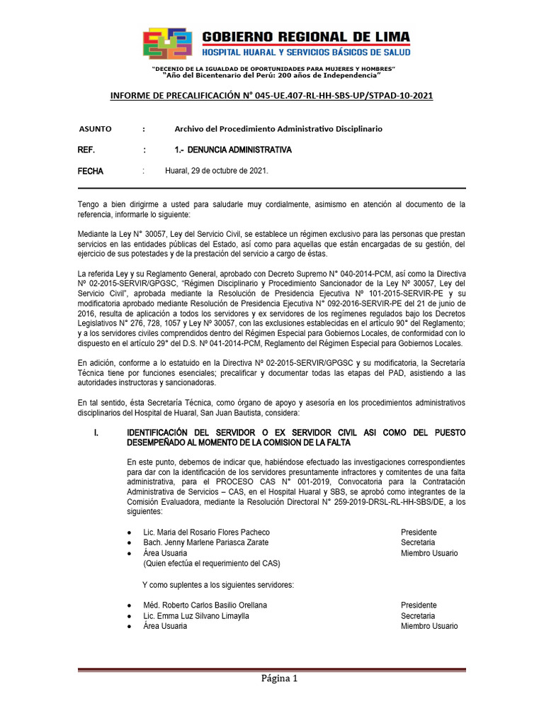 Informe De Precalificacion Para Archivar Descargar Gratis Pdf