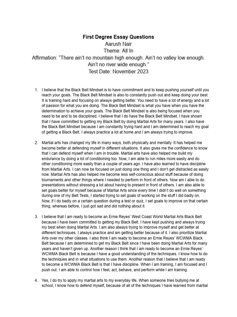 1st Degree Essay Questions | PDF | Disciplines | Teachers