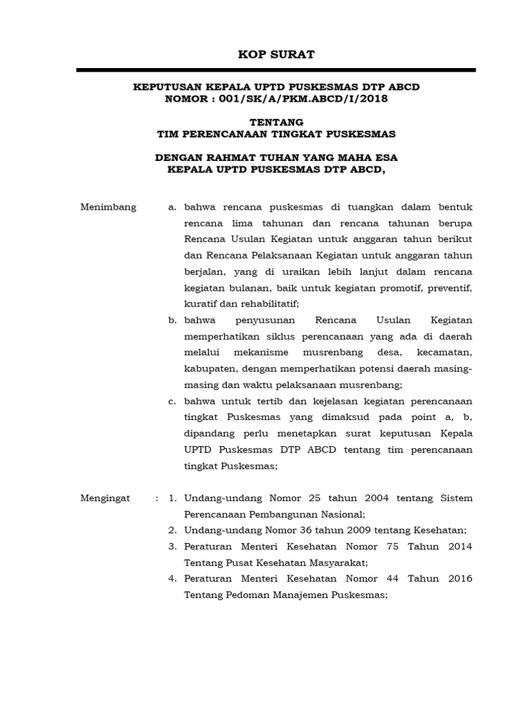 Ep 1111 SK Tentang Tim Perencanaan | PDF