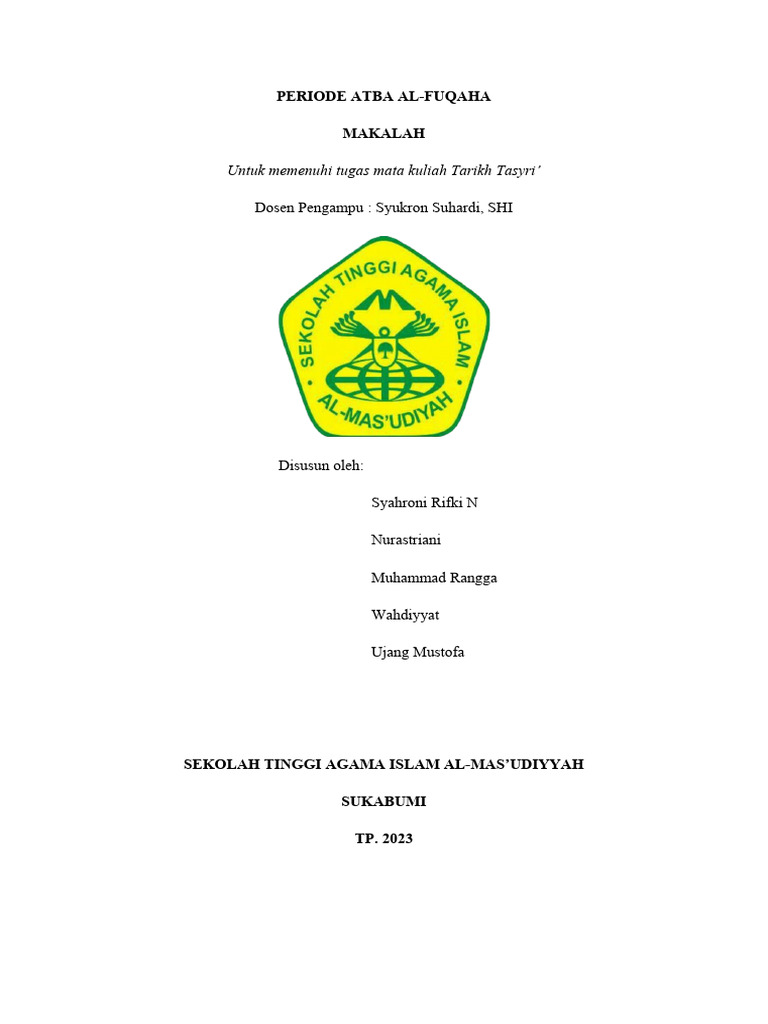 Periode Atba' Al-Fuqaha dalam Tasyri' | PDF | Ilmu Sosial | Sejarah