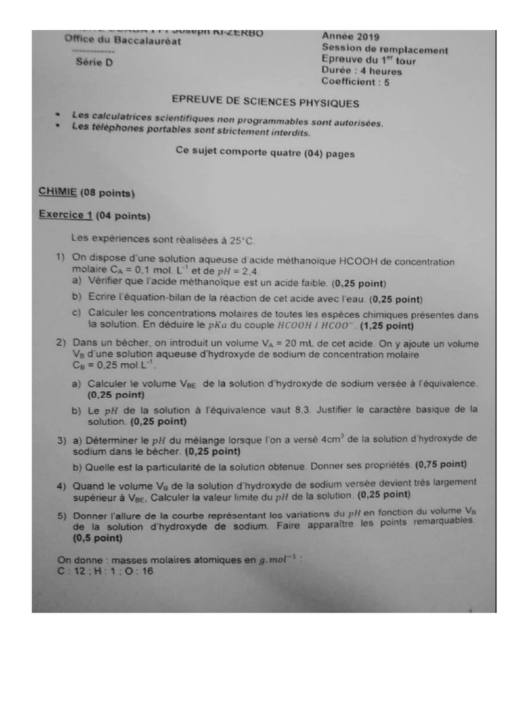 Bac D PC Session 2019 | PDF