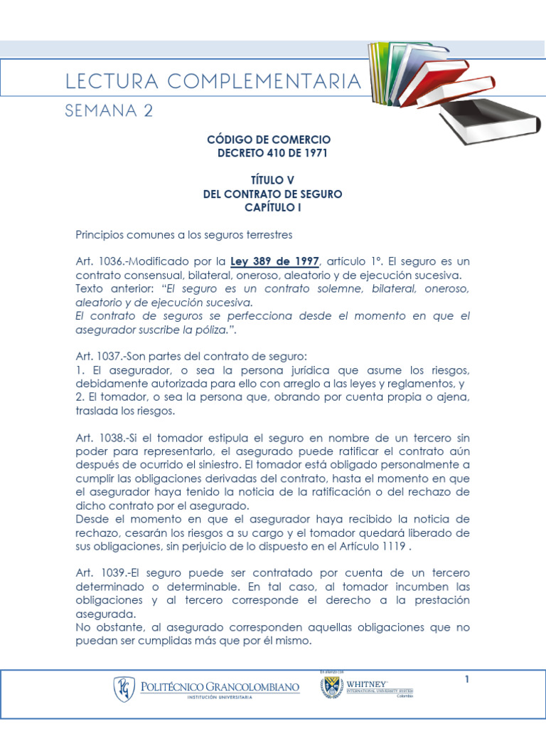 Semana 2 Marco Normativo Lectura Complementaria | PDF | Póliza de ... Semana 2 Marco Normativo Lectura Complementaria | PDF | Póliza de ...