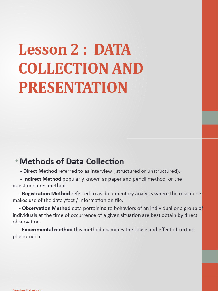 Lesson 2 Data Collection Power Point | PDF | Sampling (Statistics) | Histogram