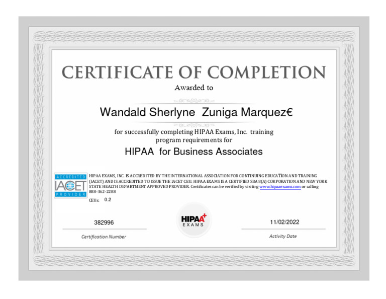 Hipaa Certificate | PDF | Business