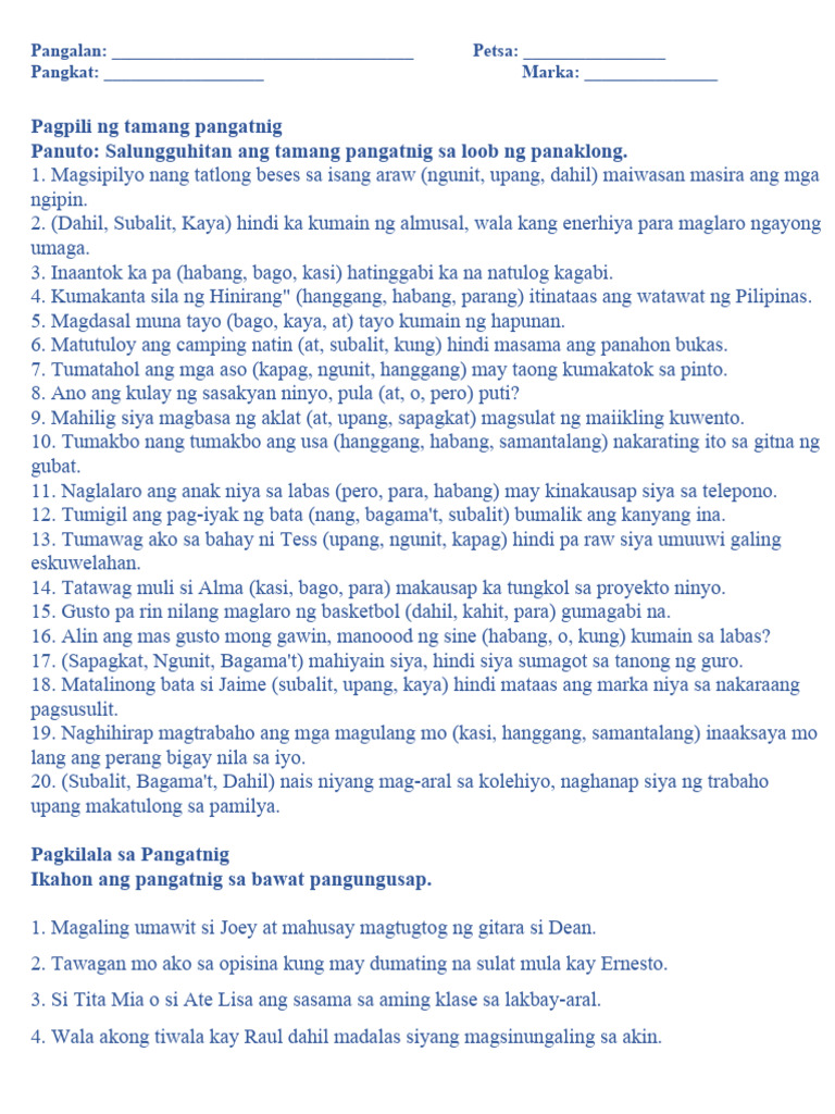 Activity Fil7 Pangatnig | PDF