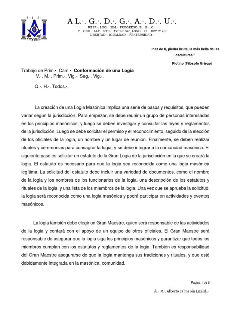 Conformación de Una Logia | PDF | Masonería | Logia masónica