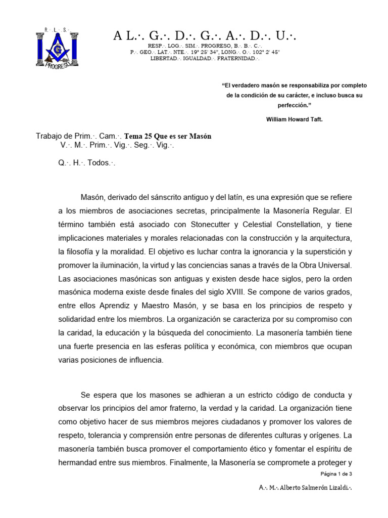 Tema 25 Que Es Ser Mason | PDF | Masonería | Moralidad
