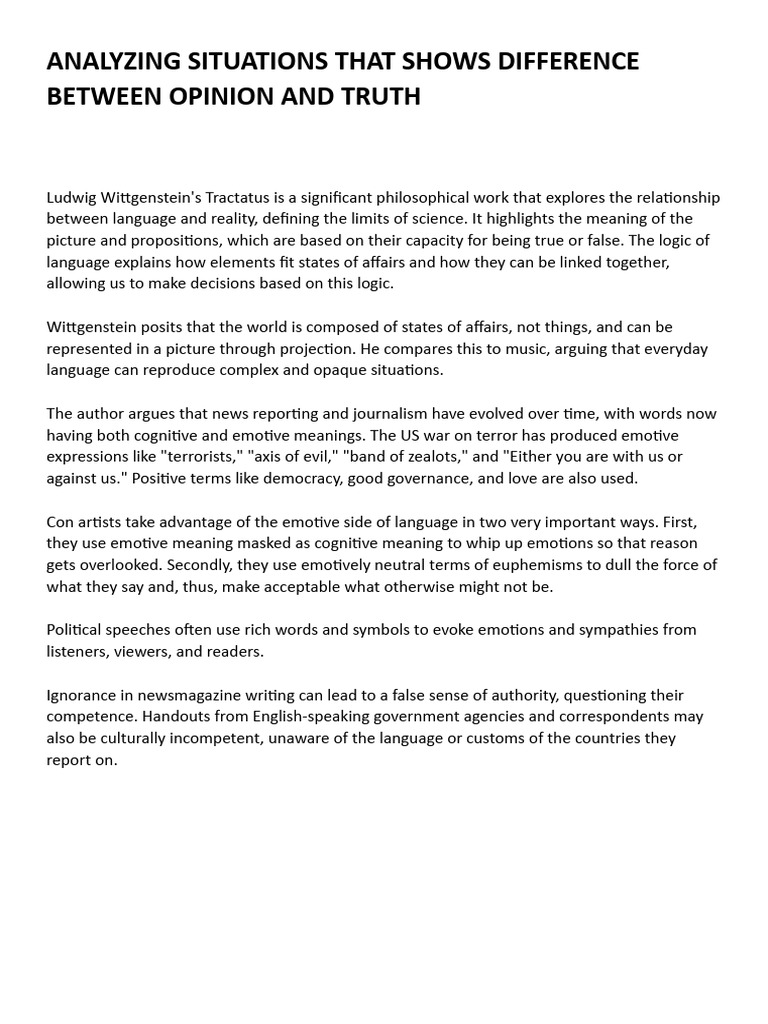 Opinion vs. Truth in Language Analysis | PDF | Cognitive Science ...