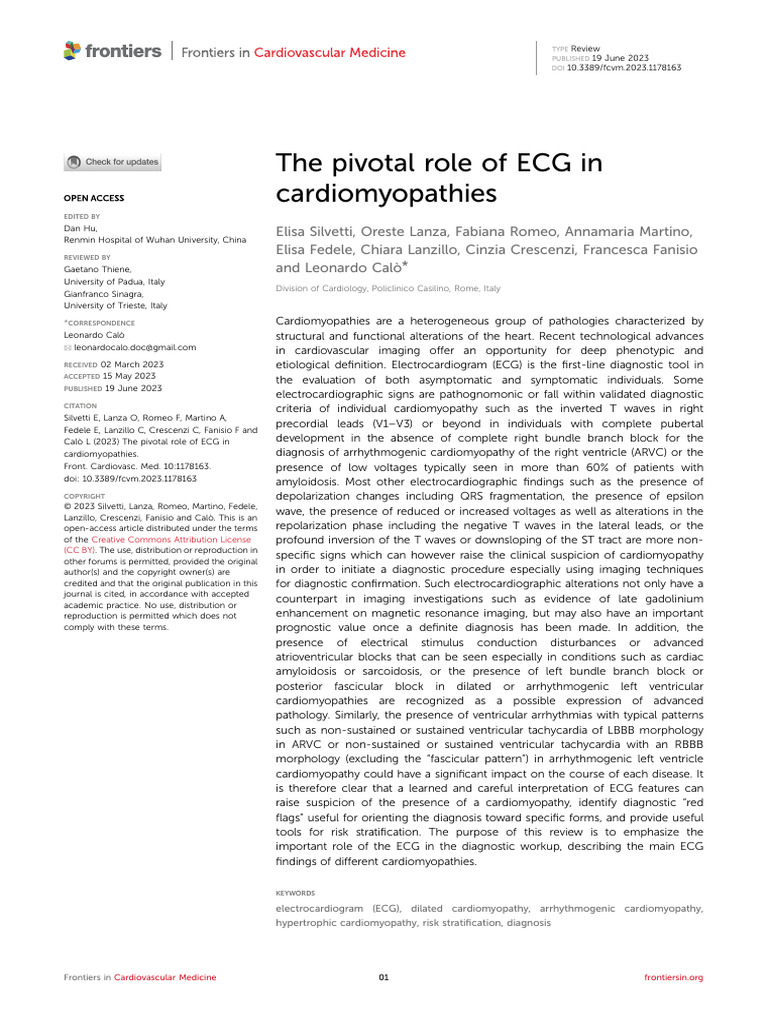 The Pivotal Role of ECG in Cardiomyopathies | PDF | Electrocardiography ...