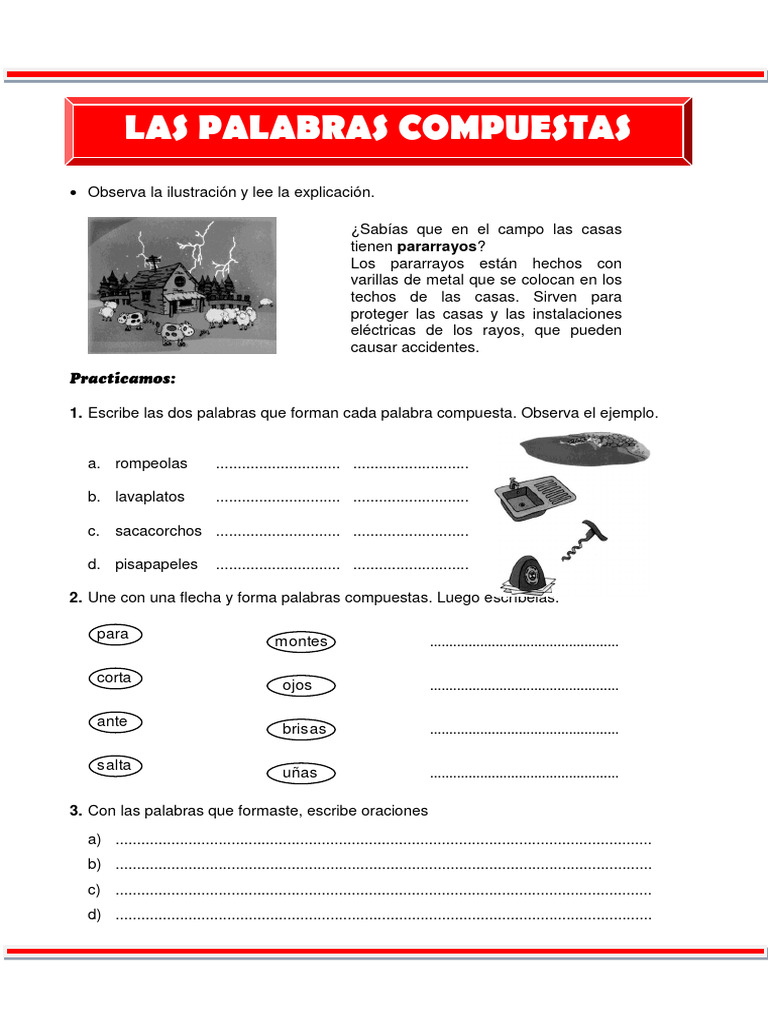 Actividades sobre Palabras Compuestas | PDF