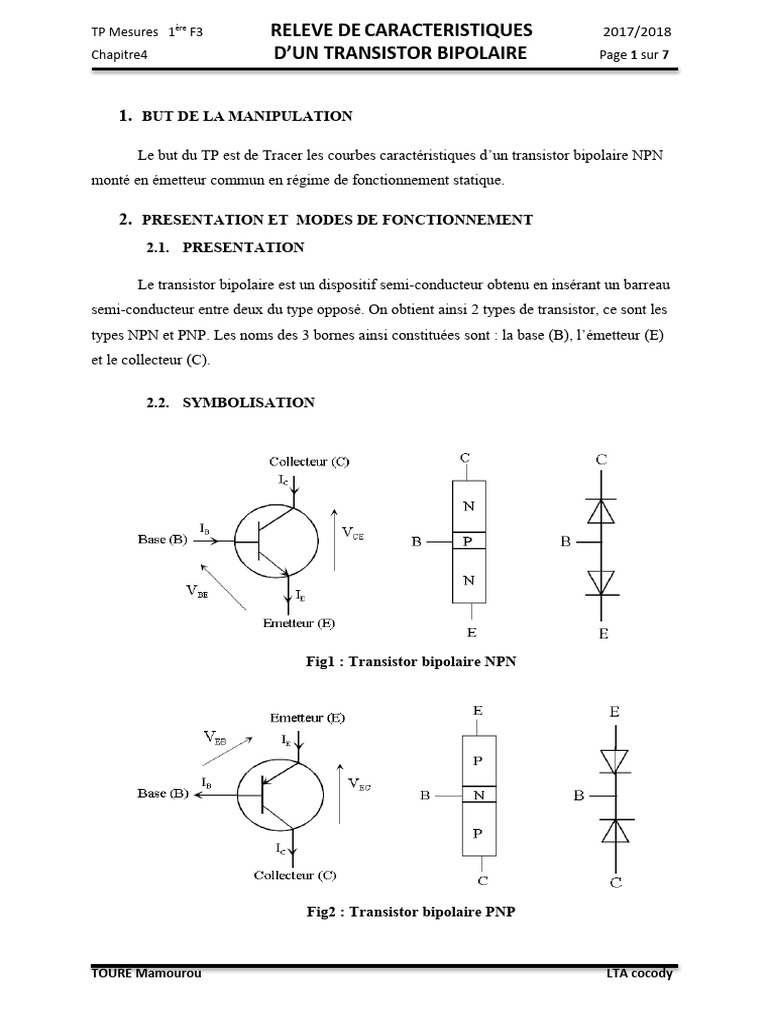 Caractéristiques d'un Transistor Bipolaire | PDF | Transistor bipolaire ...