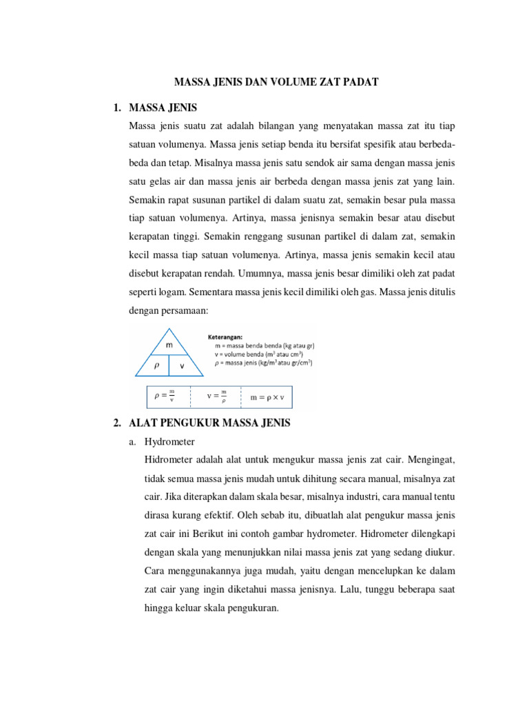Massa Jenis dan Volume Zat Padat | PDF | Kajian Bahasa Asing | Sains ...