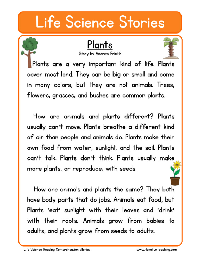 Free Life Science Reading Comprehension Plants | PDF