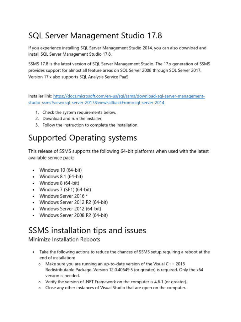 SQL Server Management Studio 17 | PDF