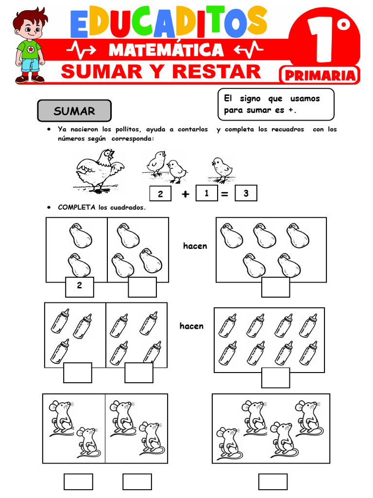 Sumar y Restar para Primer Grado de Primaria | PDF