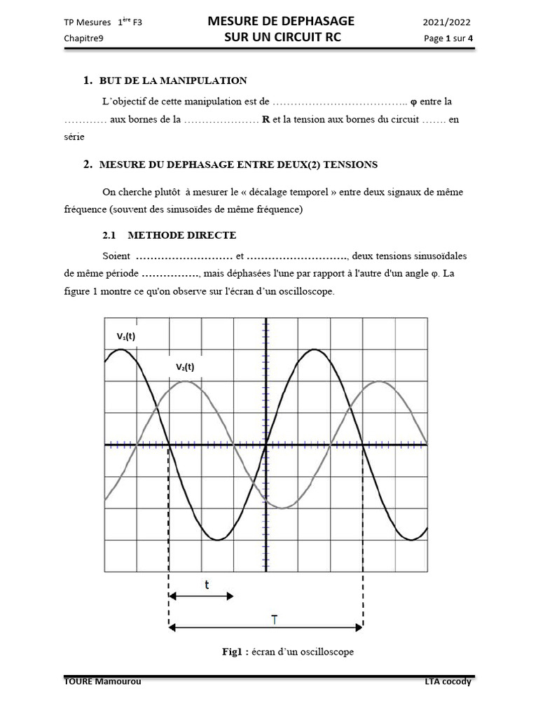 Mesure de Dephasage Sur Un Circuit RC Eleve | PDF | Oscillation ...