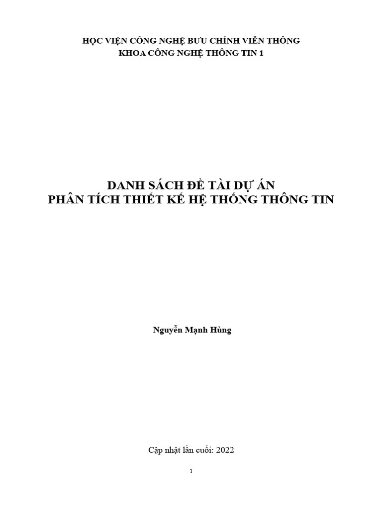 PTTK HTTT - Danh Sach BTL | PDF