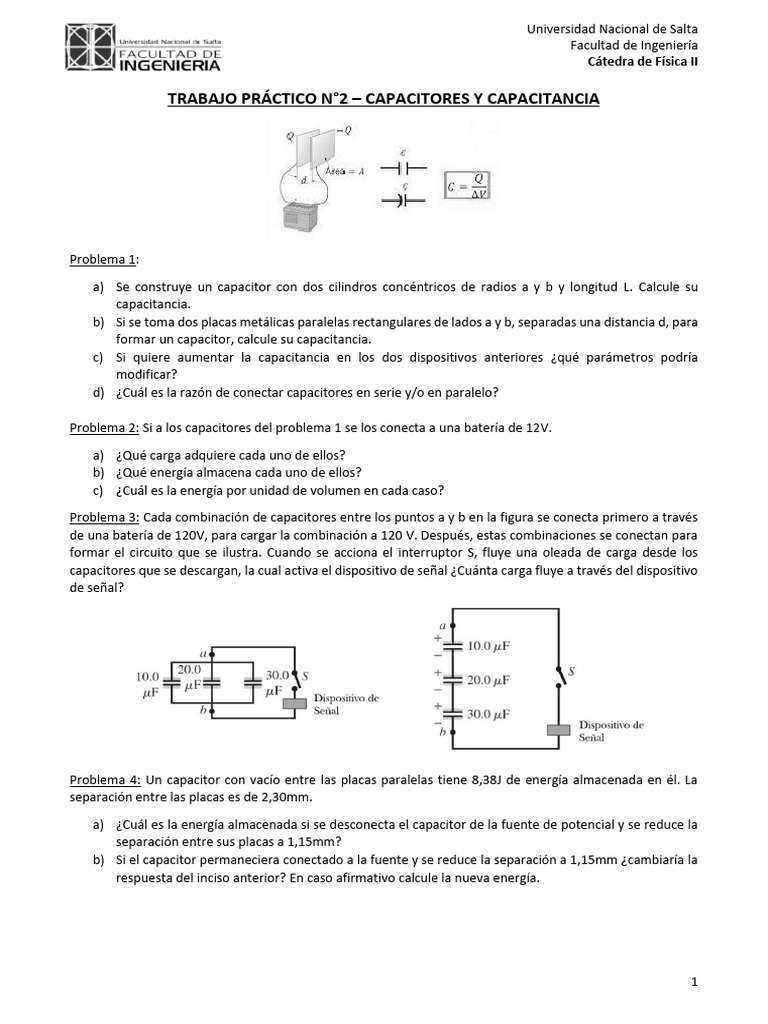TRABAJO PRÁCTICO N°2 - Capacitores y Capacitancia | PDF | Condensador | Dieléctrico