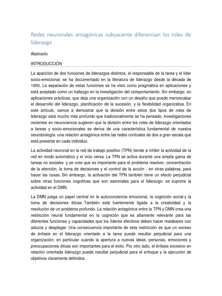 Redes Neuronales Antagónicas Subyacente Diferencian Los Roles de ...