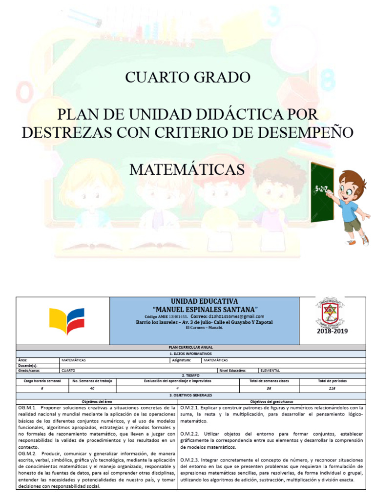 Pca Cuarto Matematicas | PDF | Números | Sustracción