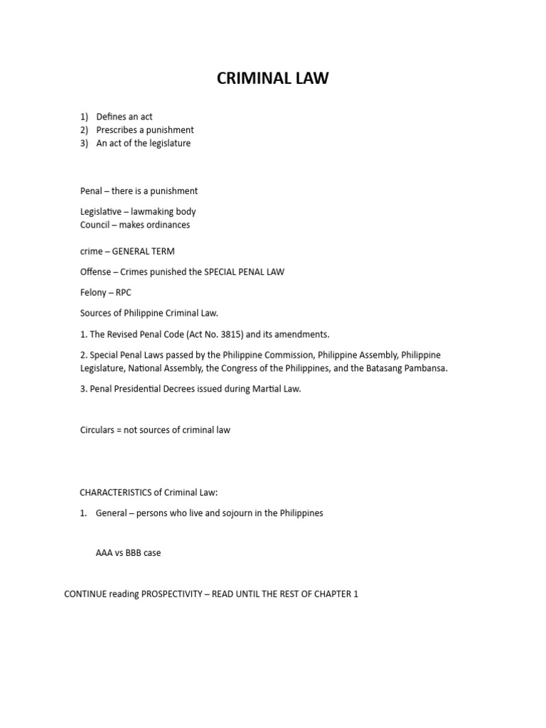 Criminal Law Notes | PDF