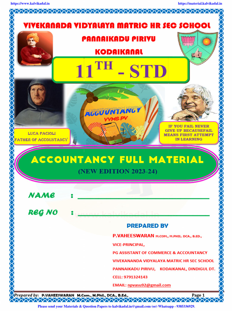 11th Accountancy Full Study Material English Medium 2023-24 | PDF ...
