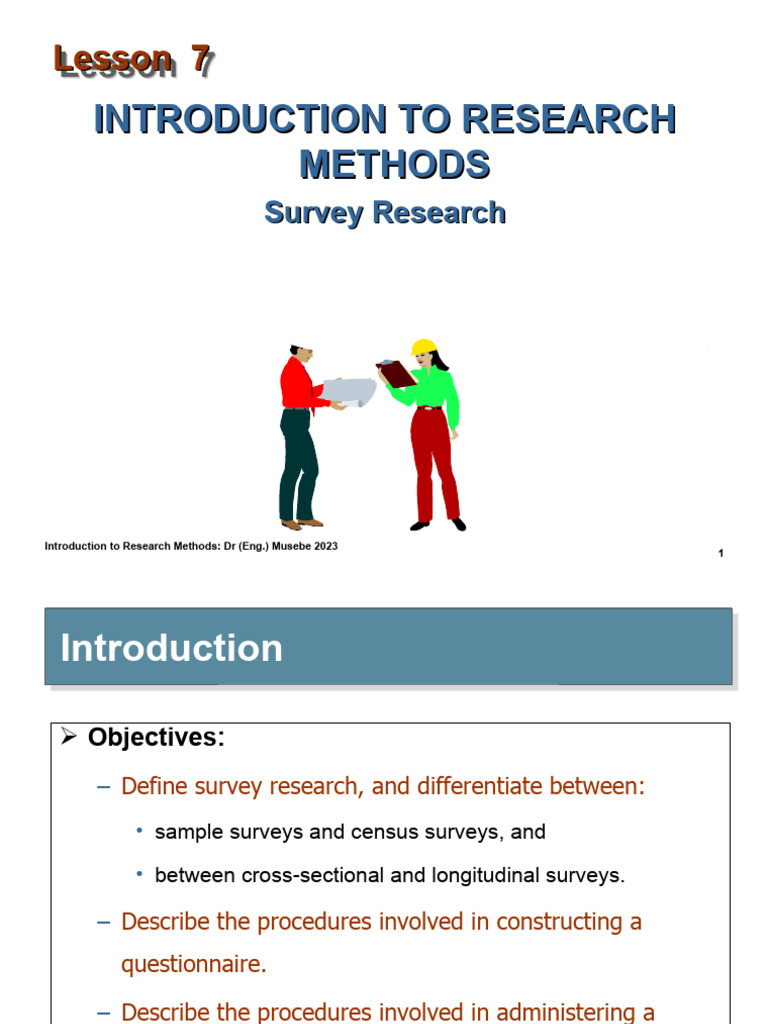 Lesson 7 - Survey Research | PDF | Survey Methodology | Questionnaire