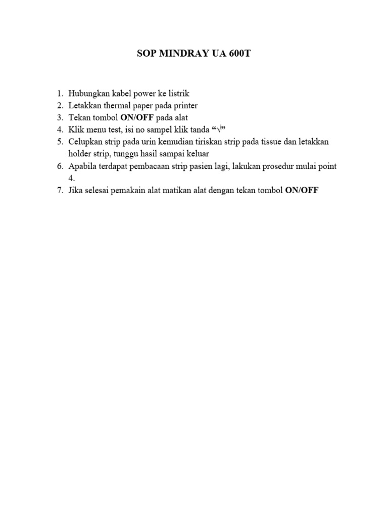 Sop Mindray Ua 600t | PDF