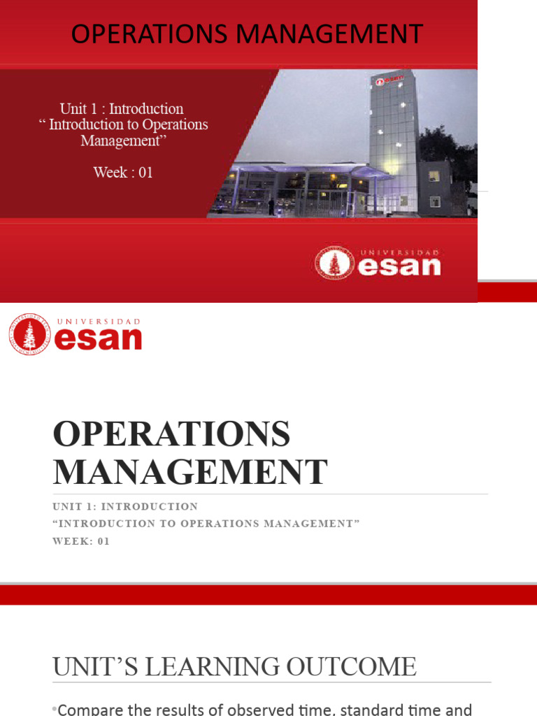 OM W01 + OM Introduction, Function and Objective | PDF | Operations Management | Supply Chain