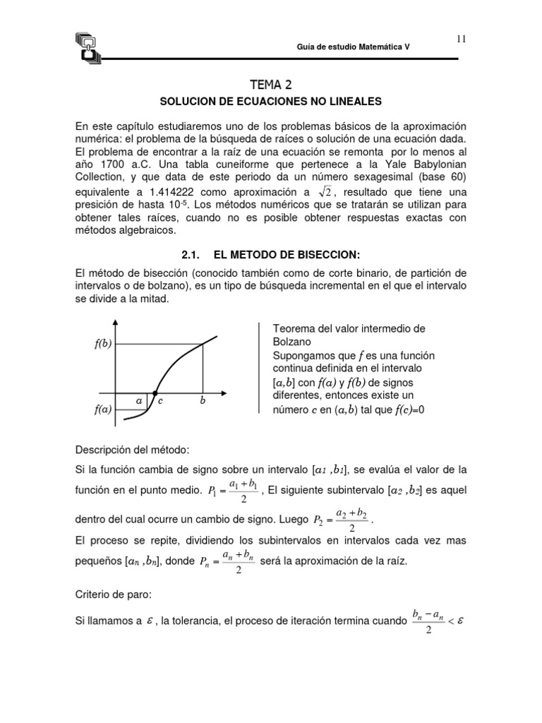 Guia de Estudio 2 (Tema 2 Metodos Numericos) | PDF | Análisis numérico ...