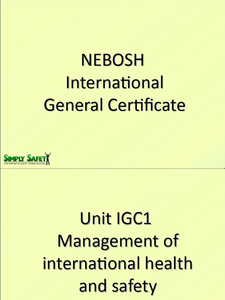 Nebosh IGC1 - C Version Training Materials | PDF | Occupational Safety And Health | Risk
