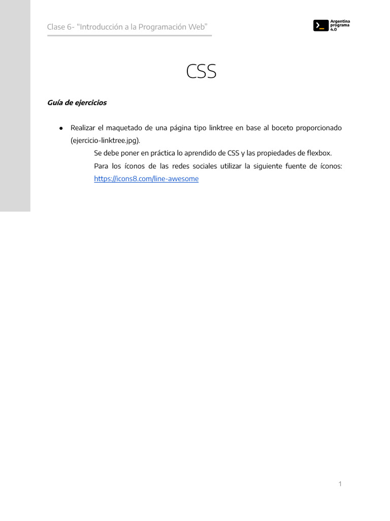 Guía de Ejercicios - Clase 6 - CSS | PDF Guía de Ejercicios - Clase 6 - CSS | PDF
