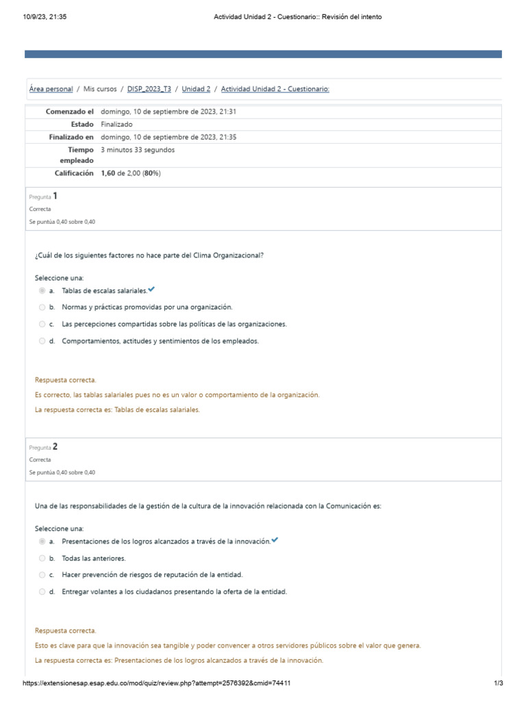 Actividad Unidad 2 - Cuestionario - Revisión Del Intento | PDF | Informática