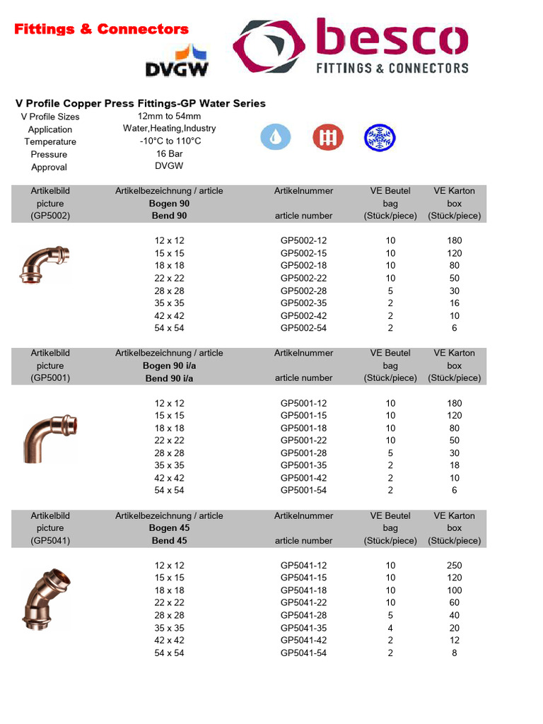 Besco Press Fittings Catalog | PDF | Applied And Interdisciplinary ...