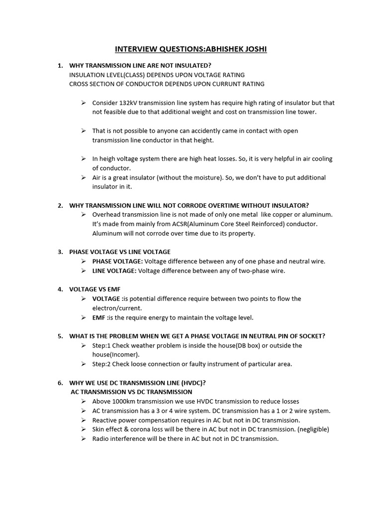Interview Questions | Download Free PDF | Electric Motor | Electric ... Interview Questions | Download Free PDF | Electric Motor | Electric ...