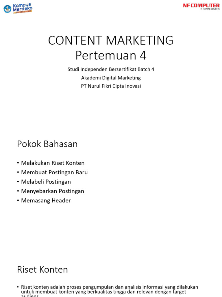 Content Marketing 4 | PDF | Karier & Perkembangan