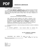 SAMPLE Secretary Certificate - SEC OST Enrollment | PDF