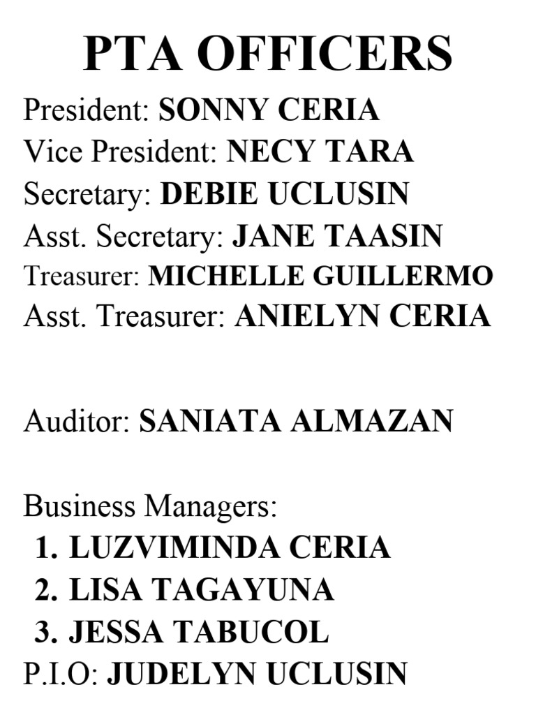 Pta Officers | PDF