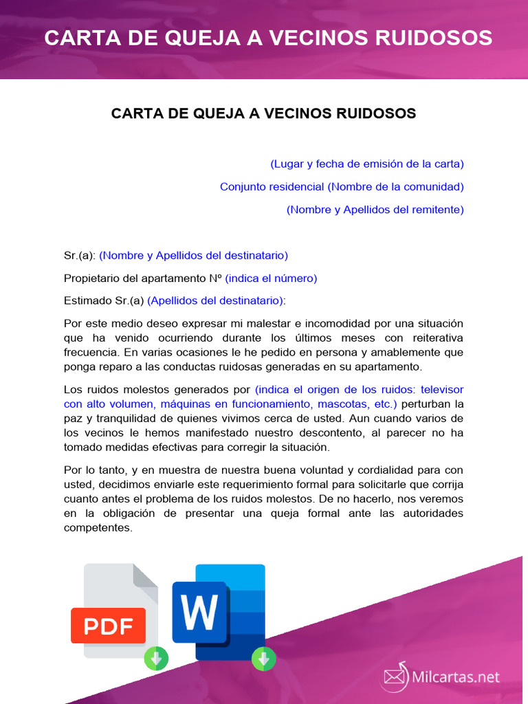 Carta de Queja A Vecinos Ruidosos | PDF | Política | Estudios de idiomas extranjeros
