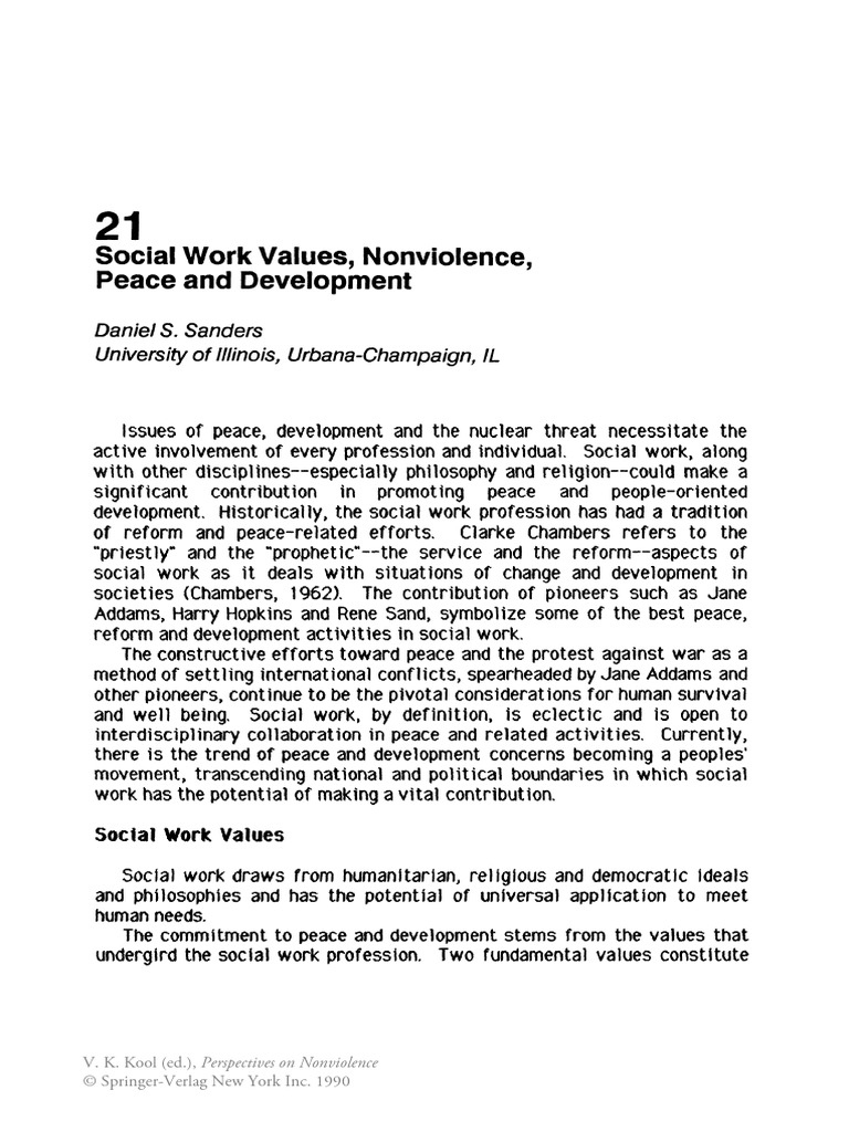Social Work Values - Peace and Development | PDF | Violence | Social Work