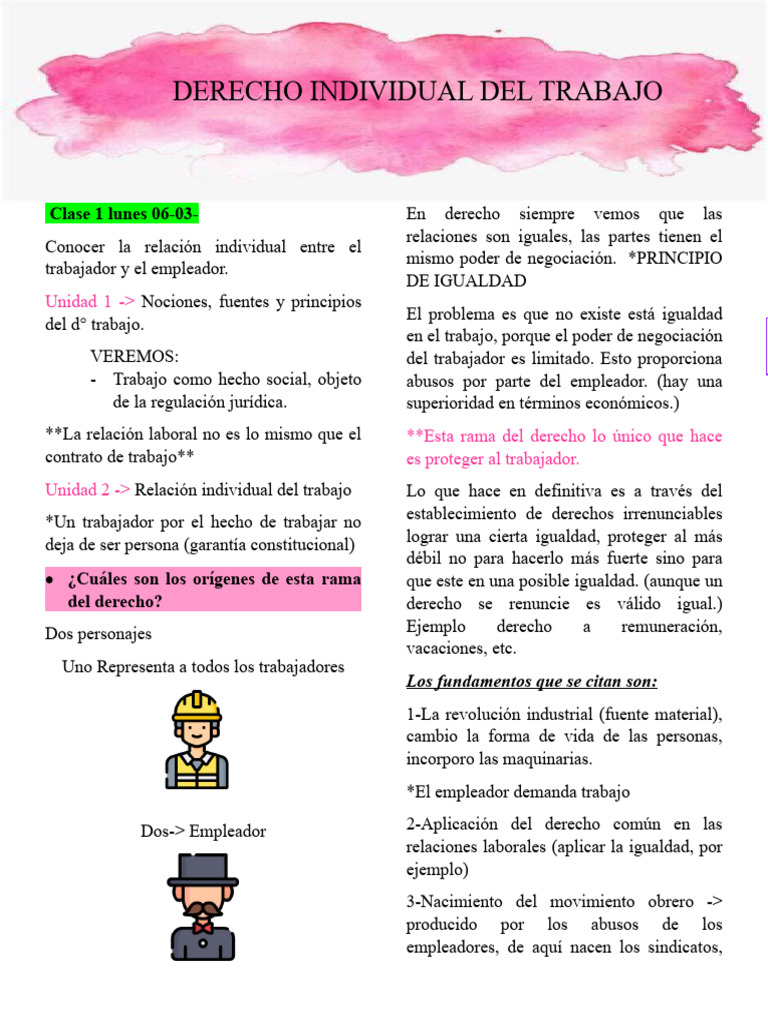 Derecho Individual Del Trabajo | PDF | Derecho laboral | Caso de ley