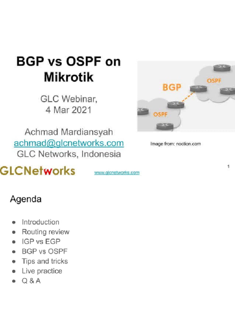 BGP Vs OSPF On Mikrotik | PDF