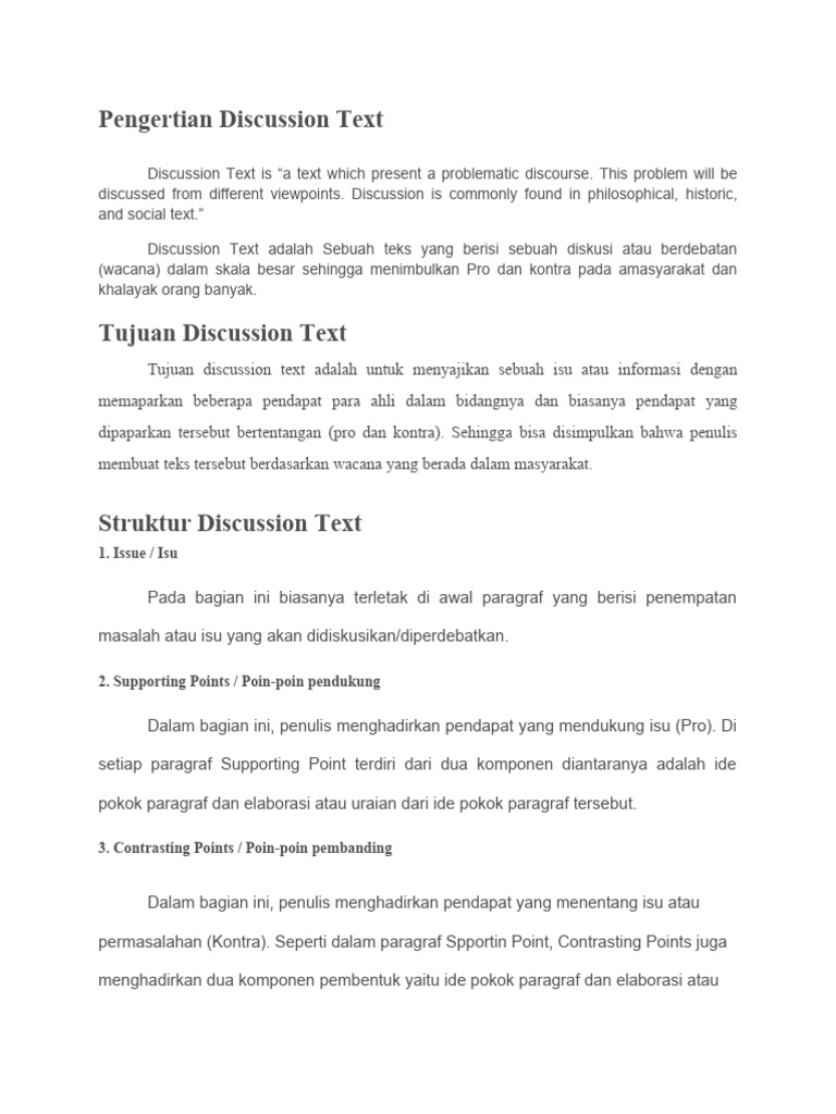 Pengertian Discussion Text | PDF | Seni & Disiplin Bahasa
