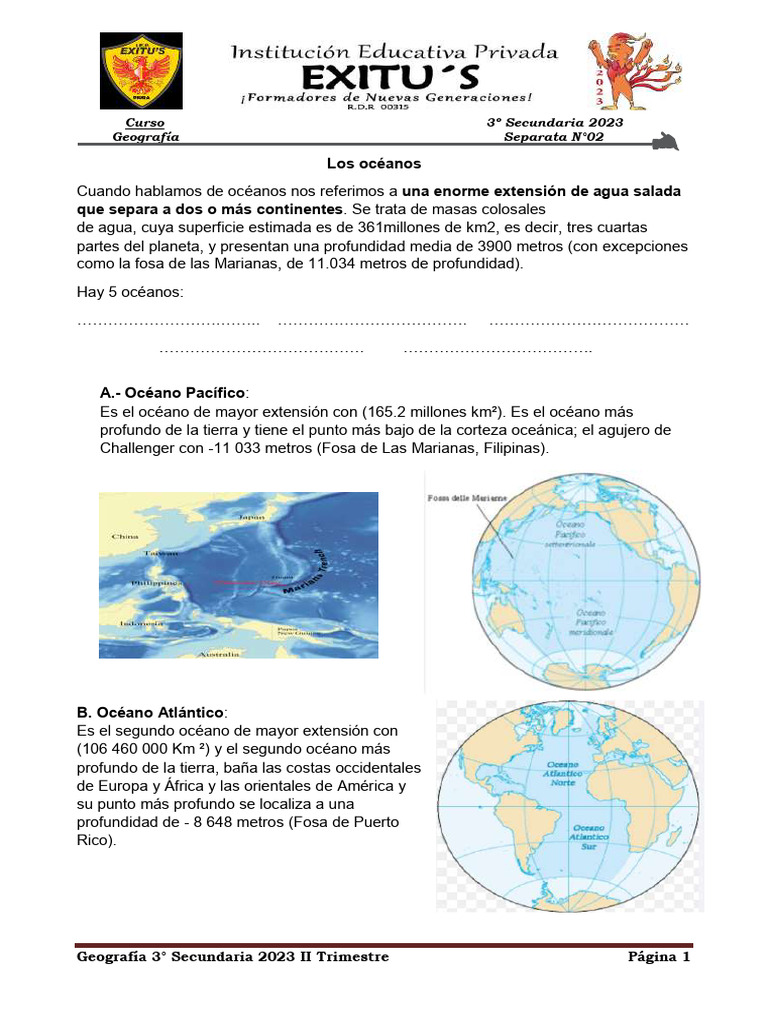 Ficha 2 Los Océanos | PDF | Océanos | Tierra