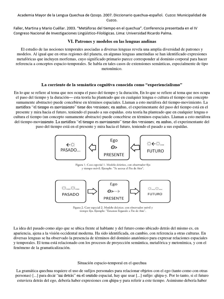 Deixis Espacial y Temporal en Quechua | PDF | Metáfora | Tiempo espacial