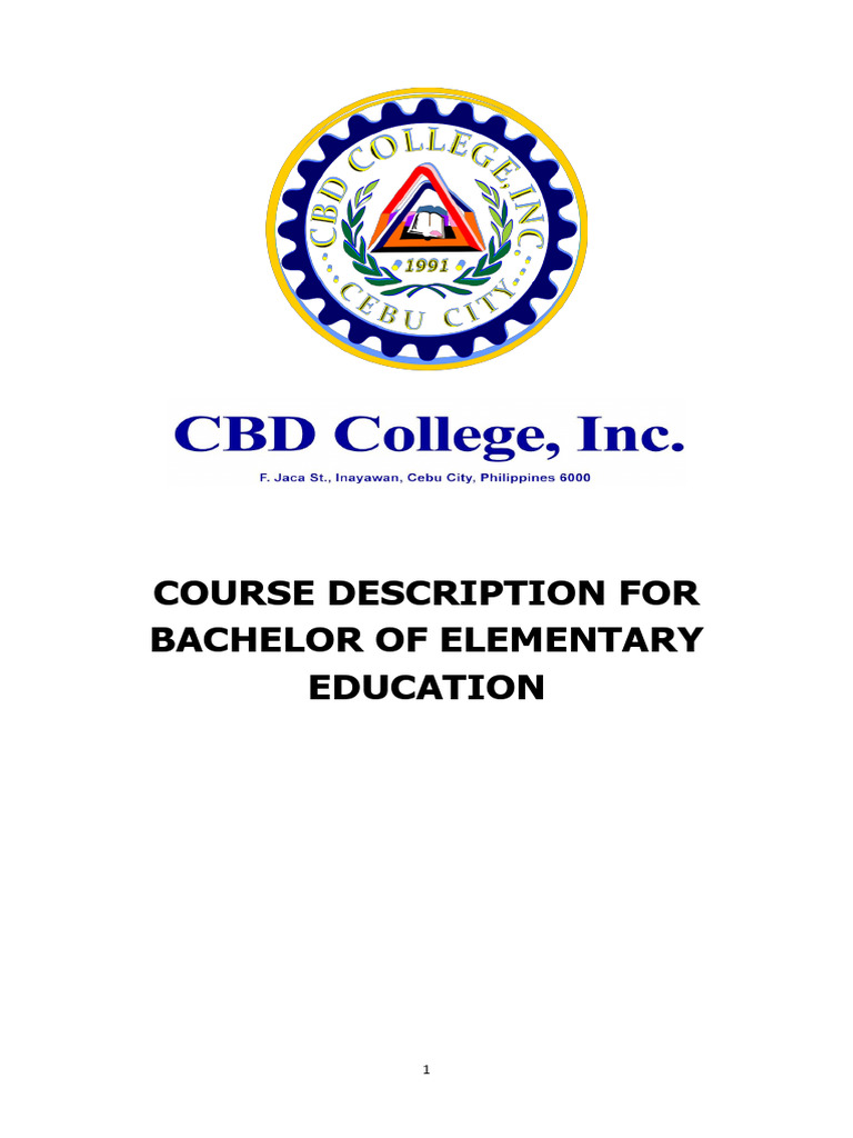 BEED Course Description (Old Curriculum) Final | PDF | Educational ...