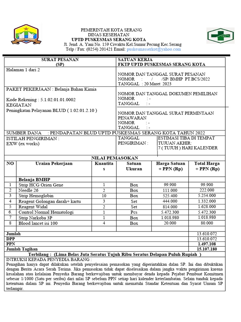 Contoh SP Belanja Obat | PDF