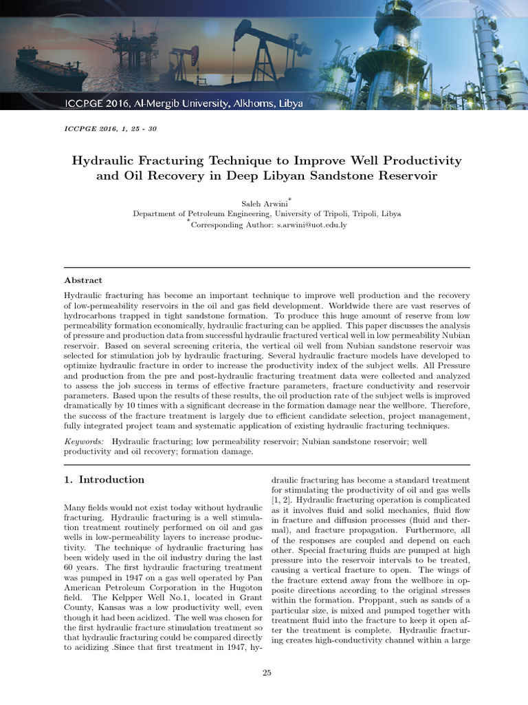 Hydraulic Fracturing Technique To Improve Well Productivity and Oil ...