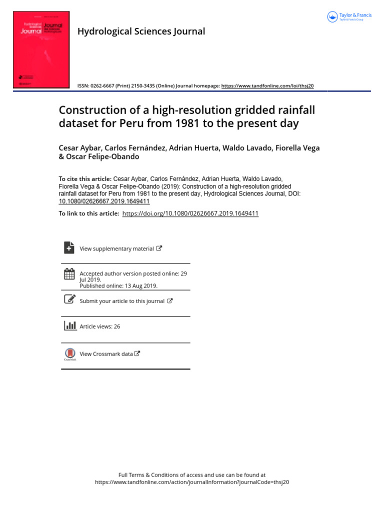 AYBAR Et Al. 2019 - Construction High-Res Gridded Rainfall Dataset For Peru From 1981 To The ...