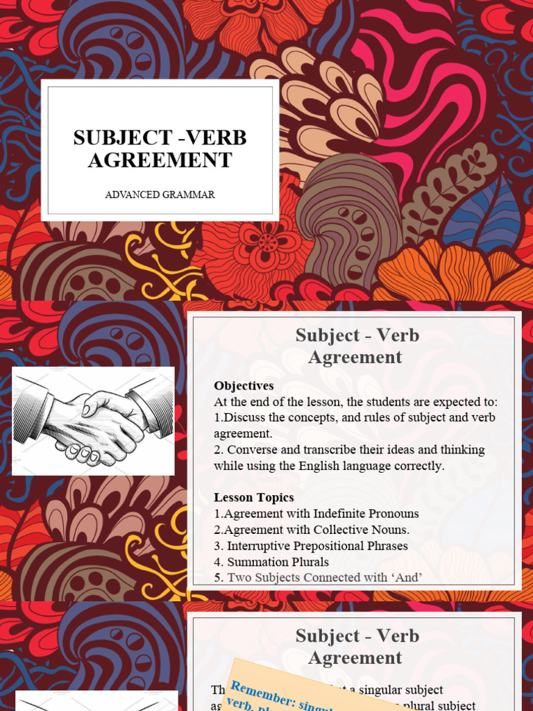 Final S V Agreement Demo | PDF | Plural | Grammatical Number